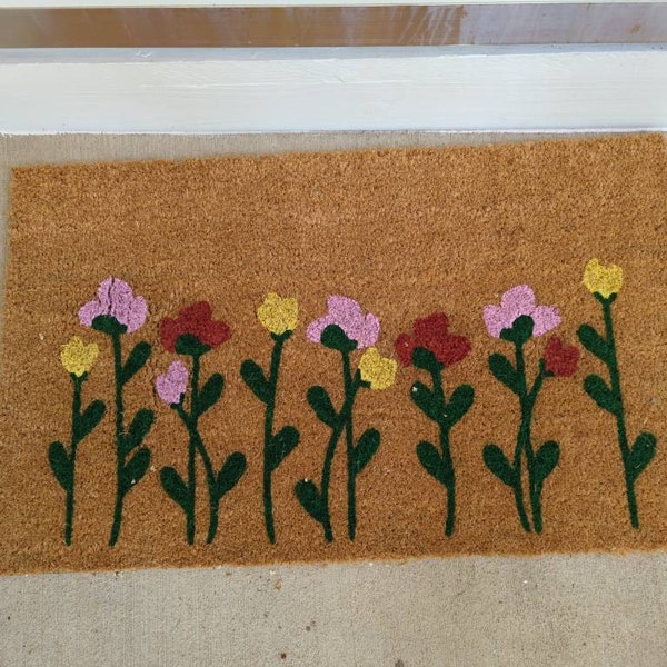 Colorful Wildflower Doormat | Cute Floral Front Doormat | Spring ...
