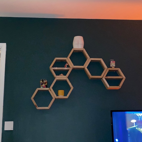 Set of 6 Hexagon Shelves Hexagon Shelf Geometric Shelf Plant Shelf ...
