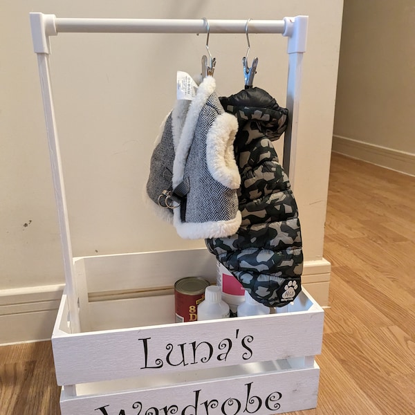 Personalised Dog Wardrobe: Wooden Pet Clothes and Harness Storage - Etsy