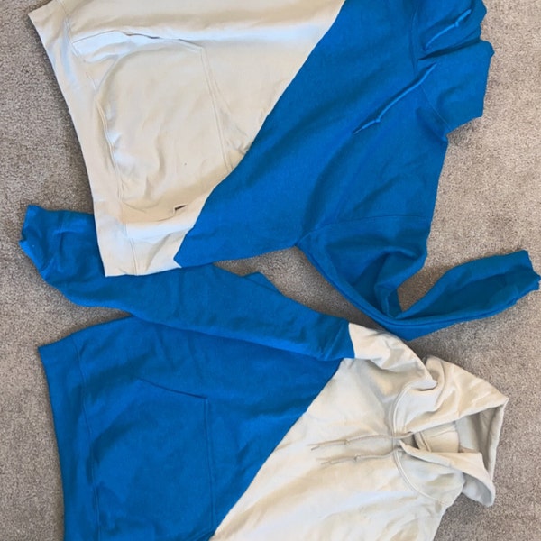 Two Matching Colorblock Hoodies, Green and Sand Two Tone Couple ...