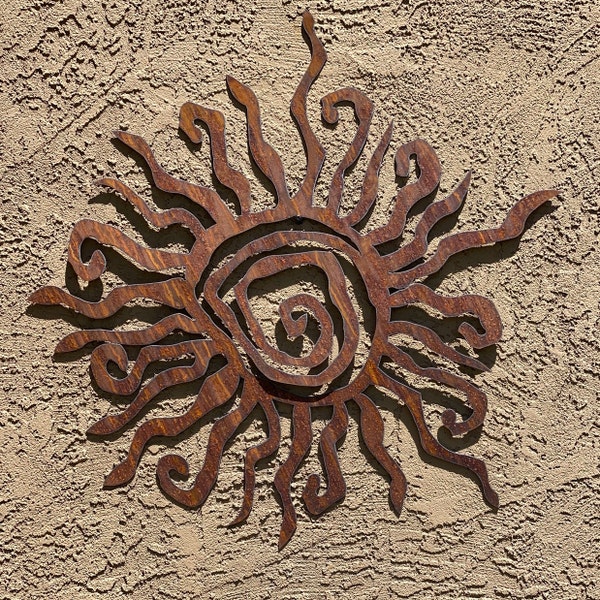 Rustic Sun Indoor/outdoor Wall Decor 30" Recycled Steel Custom SUN - Etsy