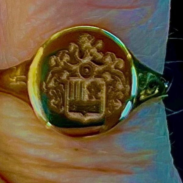 Unique Shield Signet Ring in Solid Gold, Unisex Solid Gold Monogram ...