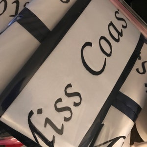 Custom Embroidered Sash/ Monotype Corsiva Font - Etsy