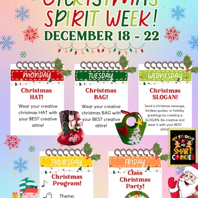 EDITABLE Christmas Spirit Week Itinerary Schedule School Flyer Poster ...