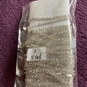 Silver Rhinestone Chain by Yard With Clear Crystal in Silver Setting ...