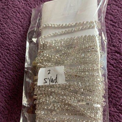 Silver Rhinestone Chain by Yard With Clear Crystal in Silver Setting ...