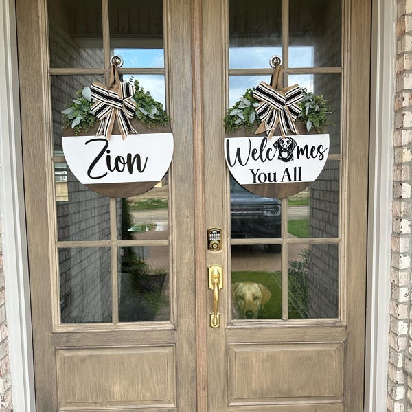 Double Door Front Door Decor | Welcome to Our Home | Double Door Signs ...