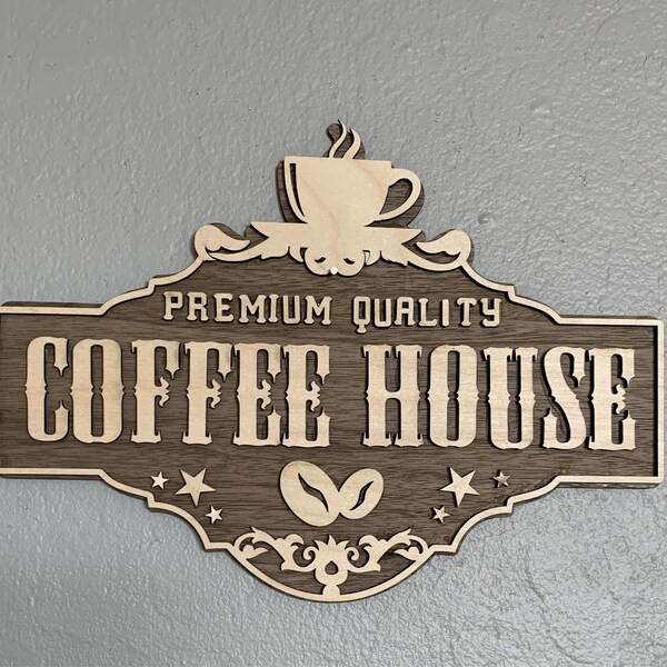 Coffee Shop Sign Laser Cut File. the Shop Name May Change.diy Shop Sign ...