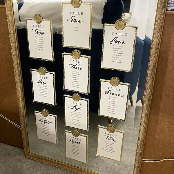 Table Plan Cards on Handmade Paper With or Withour Gold Leaf, Rose Gold ...