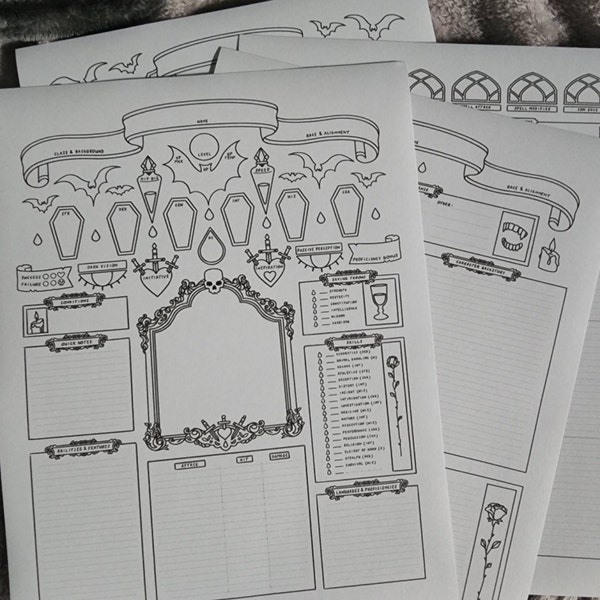 Gothic Vampire | Printable Dnd Character Sheet PDF for Dungeons and ...