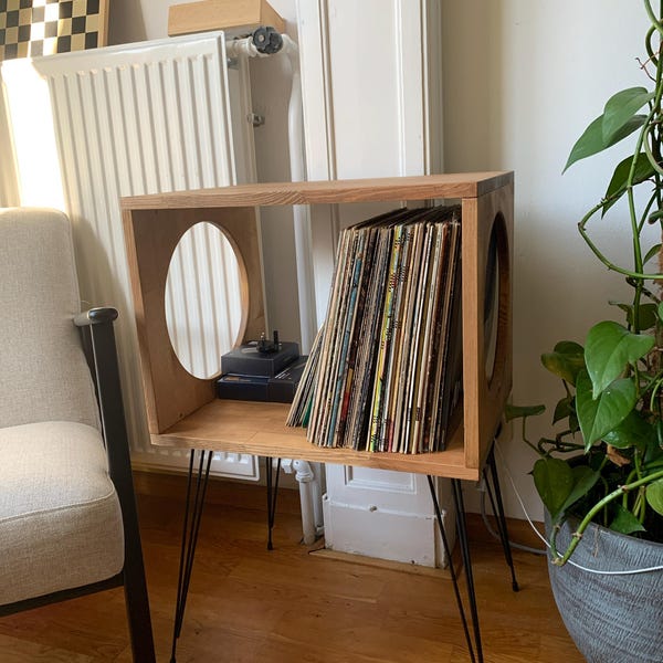 Large Record Player Stand, Vinyl Console, Vinyl End Table, Record ...