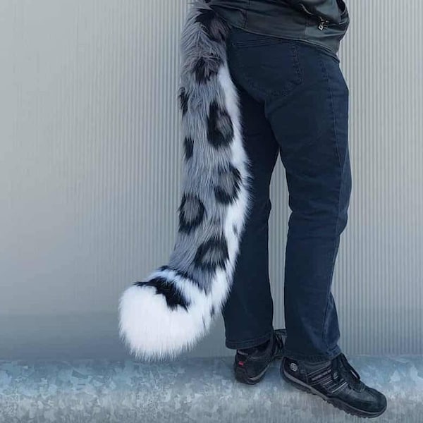 Faux Fur Gray Snow Leopard Ears and Tail - Etsy