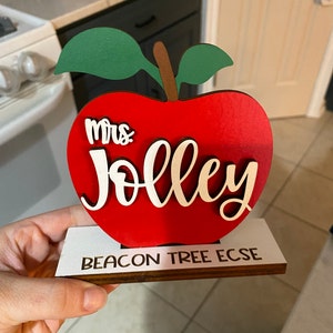 Personalized Apple Name Plate Teacher Name Plate Back to - Etsy
