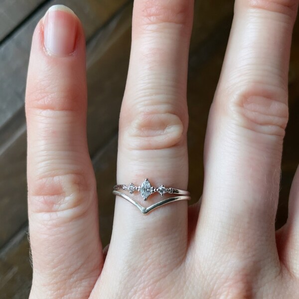 Avalon Marquise Crystal Ring, Minimalist Ring, Crystal Ring, Stackable Ring, Statement Ring ...