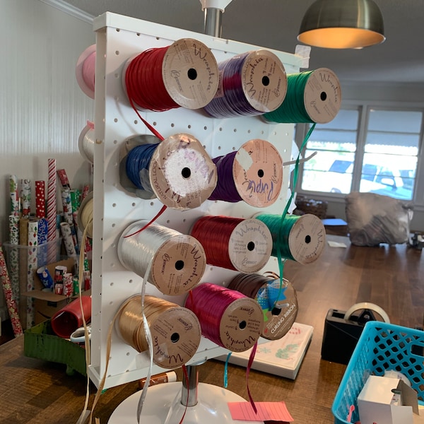 A 2 Sided White Plastic Countertop Pegboard Spinner Vendor Display Rack ...