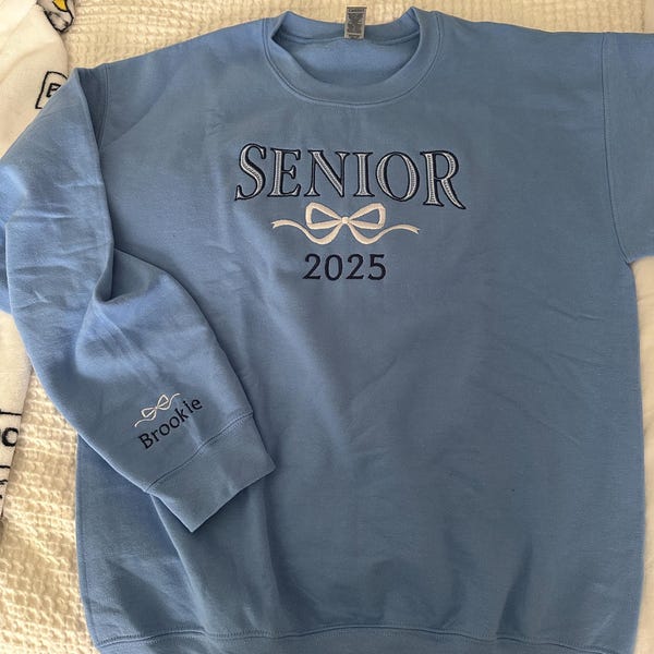 Embroidered Senior Sweatshirt, Coquette Bow, Senior Team Shirts ...
