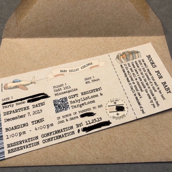 Boarding Pass Baby Shower Invitation, Airplane Theme (digital Download ...