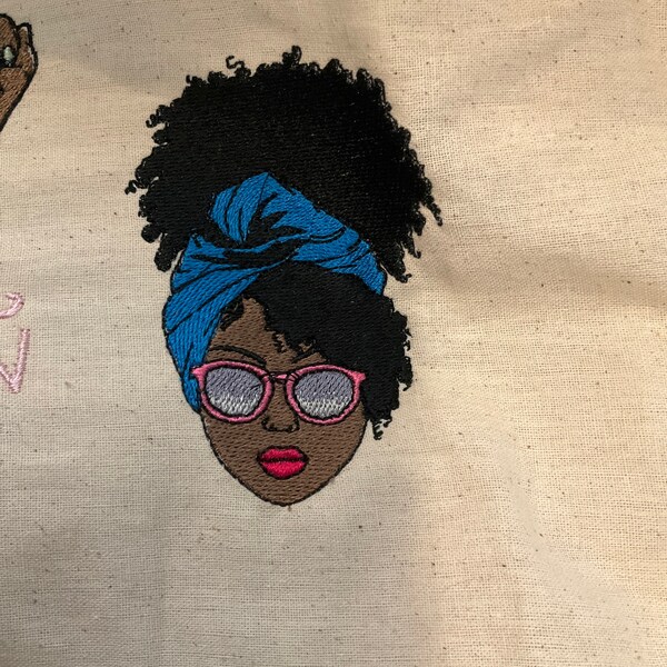 Afro Woman Machine Embroidery Design, Black Girl Embroidery Design ...