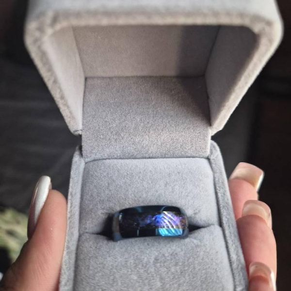 Orion Star Wedding Ring Set, Blue Nebula Sapphire Engagement Rings, His ...