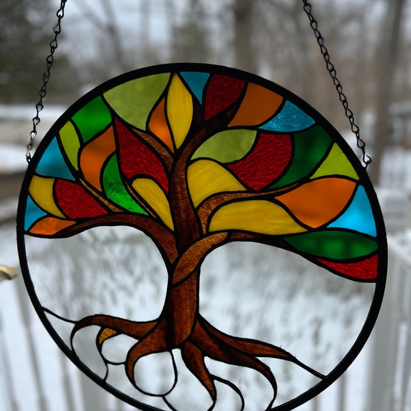 Tree of Life Stained Glass Pattern PDF Digital File-circle and Square ...
