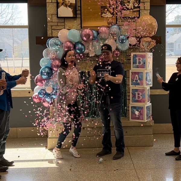 36in Black Gender Reveal Balloon Filled With Designer Pink or Blue ...