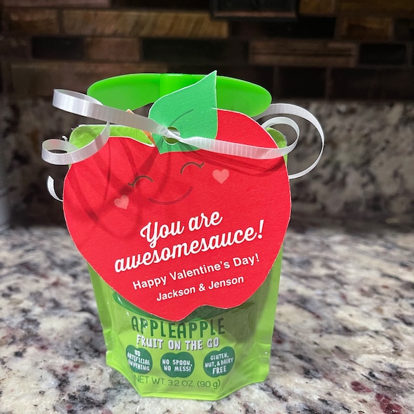Awesomesauce Applesauce Valentine - Classroom Valentine, Kids Valentine ...