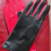 Men's Long Designer Black Genuine Leather Gloves Made With - Etsy