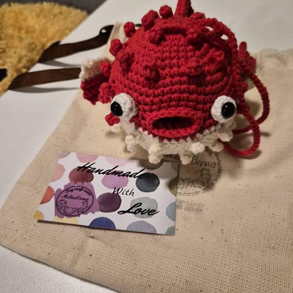 Crochet Pufferfish Car Charm | Handmade Amigurumi Plush - Etsy