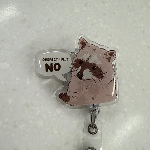 Raccoon Respectfully No | Funny Acrylic Pin | Kawaii Cute Raccoon Pin ...