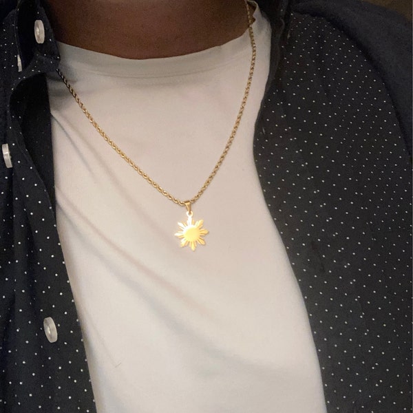 Araw Minimalist Necklace – Philippine Sun Pendant in 18K Gold Plated ...