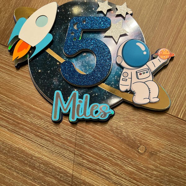 Space Cake Topper, Space Birthday Party, Astronaut Party Decor ...