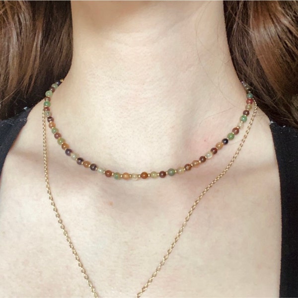 Beaded Boho Choker // Earthy Choker, Beaded Choker Necklace, Agate ...