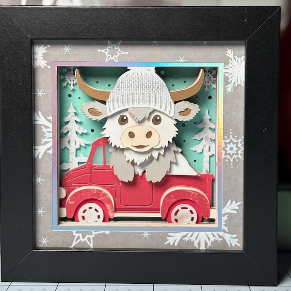 3d Floral Highland Cow Shadow Box SVG, Cricut SVG File, Spring Shadow ...