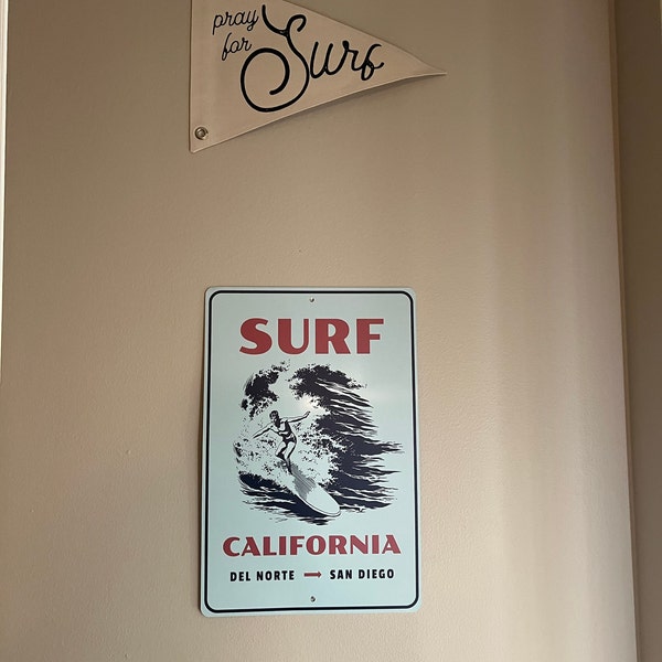 Surf Cali Sign, Retro Surf Location, Surfing Location, Gift for Surfers ...