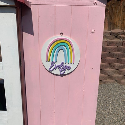 Round 3D Rainbow Welcome Wooden Sign Baby Name Announcement - Etsy