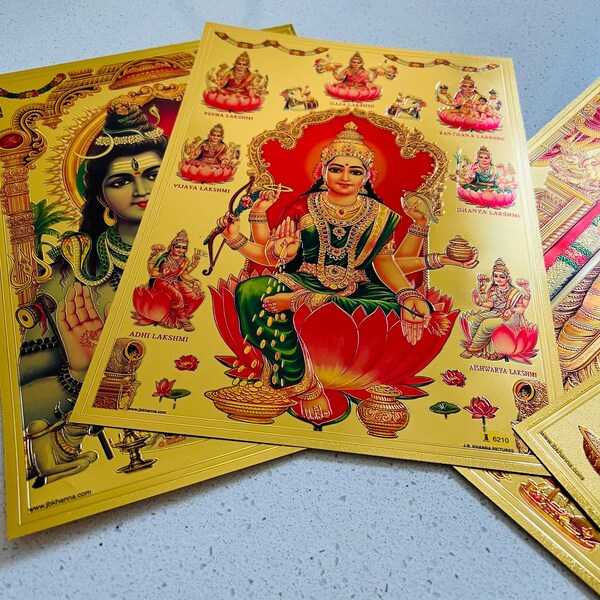 Picture/ Lord Shiva Kutumbam/ Gold Foil Picture/ Puja Item/ Gifting ...