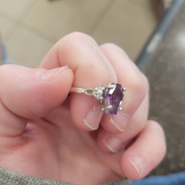 Teardrop Amethyst Ring Set Sterling Silver Amethyst Engagement Ring for ...