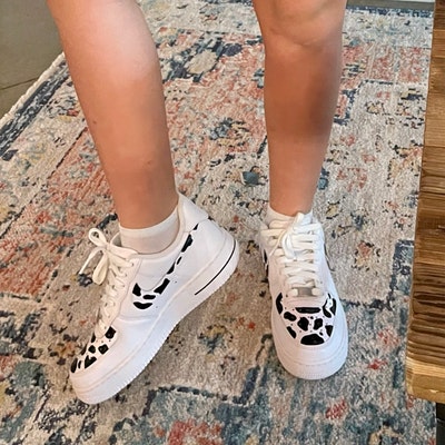 Cow Design Nike Air Force 1 Black Check Cow Print Custom Cow Air Forces ...