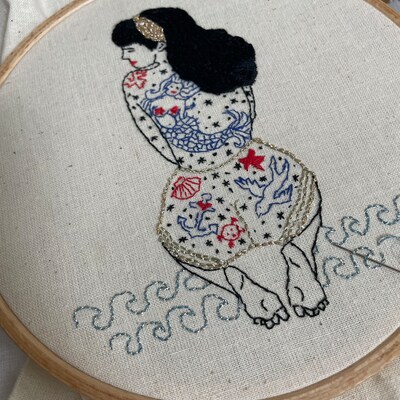 Modern Embroidery Pattern Pre-printed on Fabric With Tutorial - Etsy