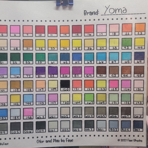 Ohuhu Oahu 320 Marker Swatch Blank Chart Printable | DIY Color Chart ...