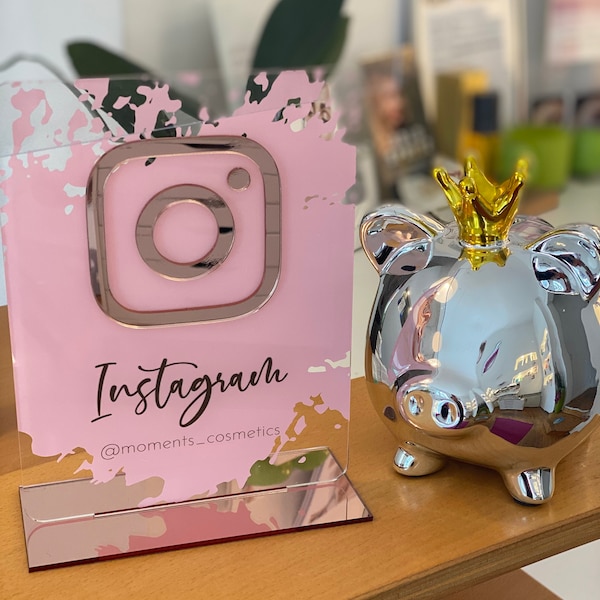 Custom Acrylic Instagram Sign for Business Reception - Social Media ...
