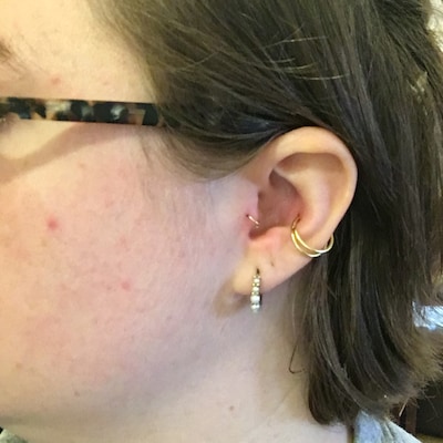 Double Conch Hoop, Gold Conch Piercing, Cartilage Earring, Helix ...