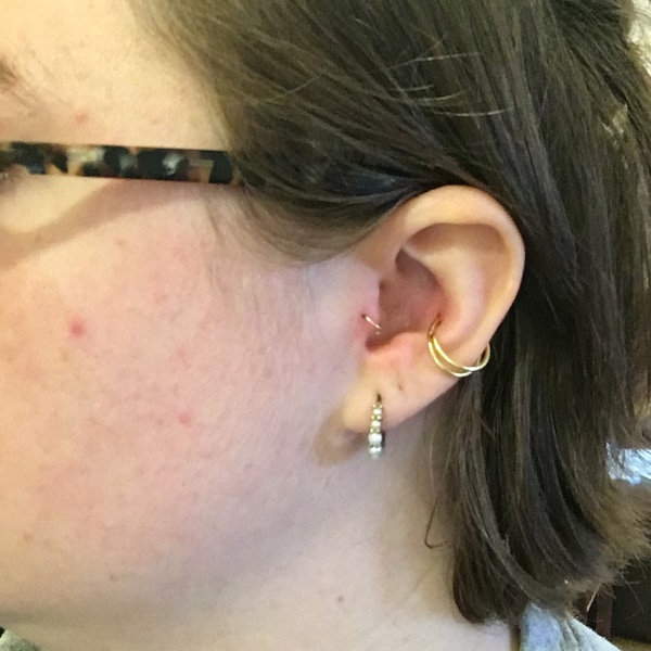 Double Conch Hoop, Gold Conch Piercing, Cartilage Earring, Helix ...