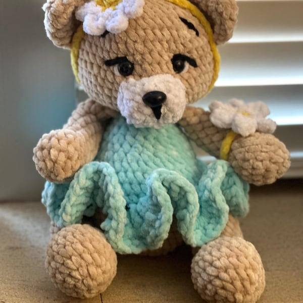 Plush Bear in Dress With Flowers Crochet Pattern - Amigurumi Pattern ...