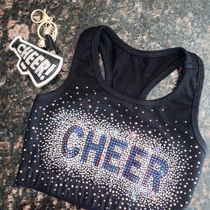 Beautiful Scatter AB Rhinestone Bold Cheer Practice Sports Bra - Etsy