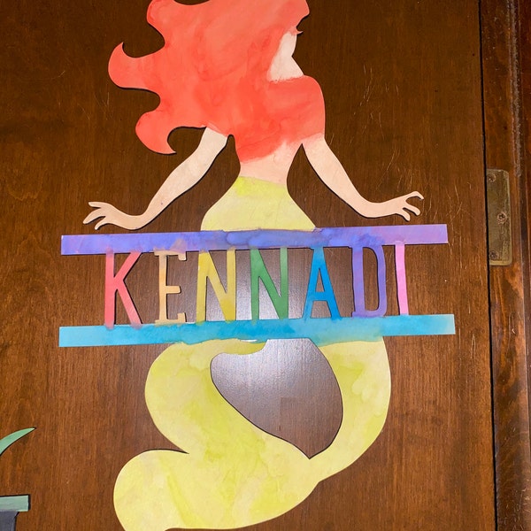 Mermaid Name Sign, Nursery Decor, Personalized Wood Sign, Wooden Name ...