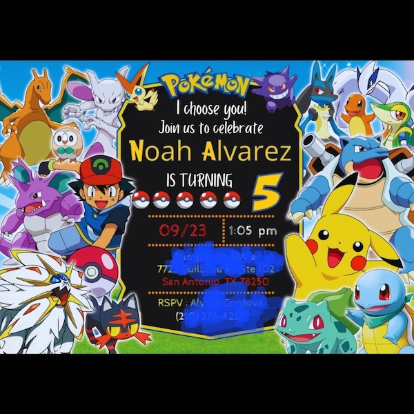 Pokemon Birthday Invitation Editable|pokemon Birthday Invitation ...