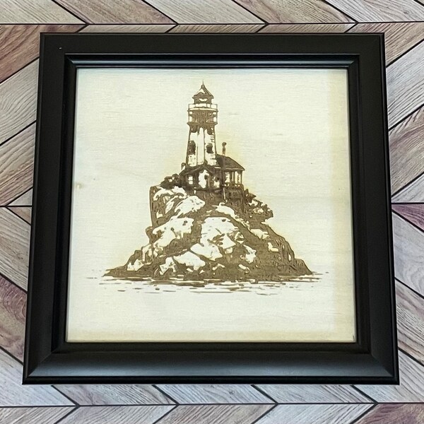 Laser Engrave File Rocky Lighthouse SVG, Ocean Sea Island Lightburn ...