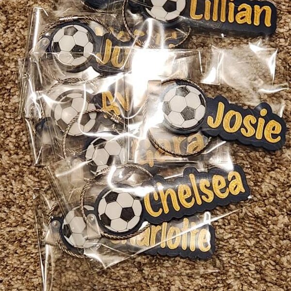 Personalized Soccer Name Tag Keychain | Youth Sports Team Equipment Bag ...