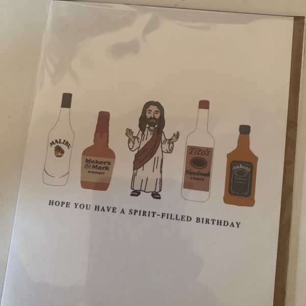 Spirit-filled Birthday Card — Funny Christian Birthday Card // Alcohol ...